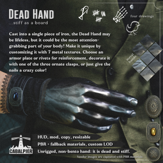 Second Life Marketplace - [CABALPIER] Dead Hand - Metal Pack - (Male)